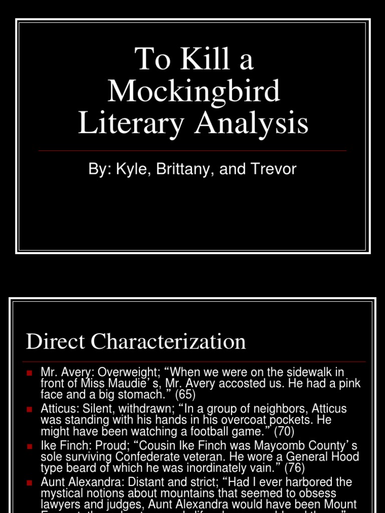 "To Kill a Mockingbird Character Analysis" | PDF | Mystery, Thriller ...