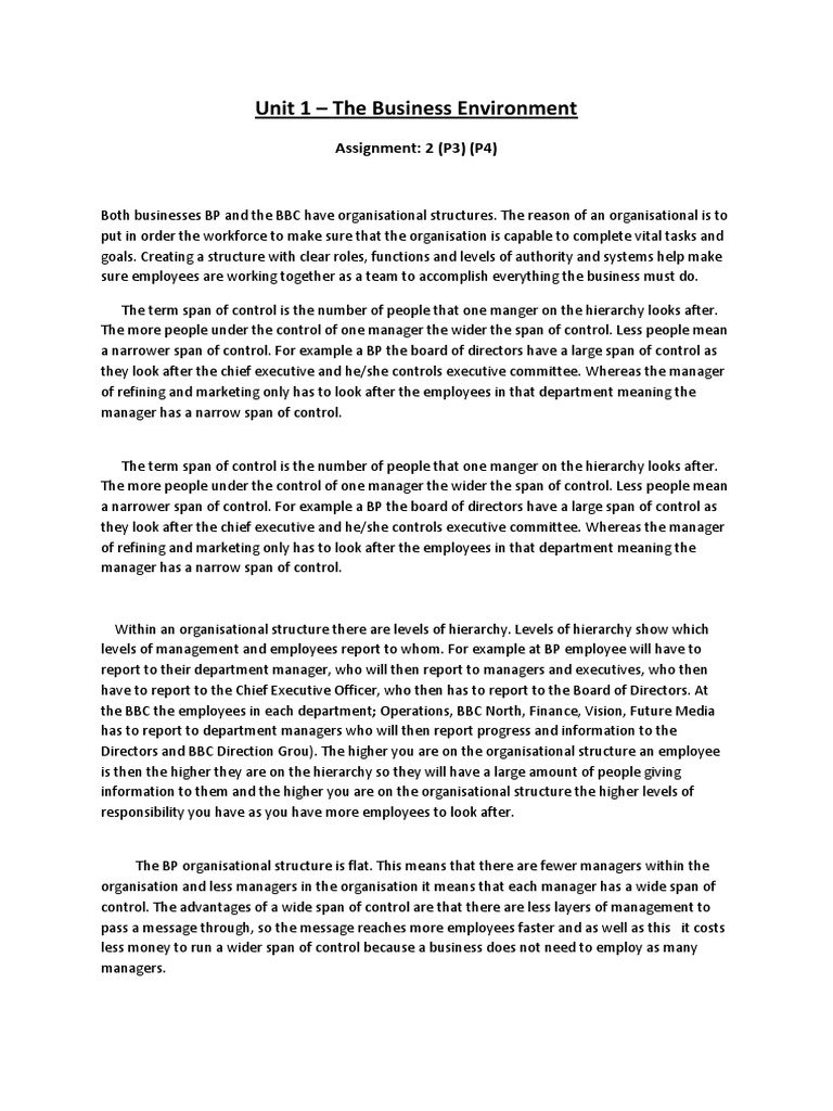 Unit 1 Assignment 1 | PDF | Bbc | Organizational Structure