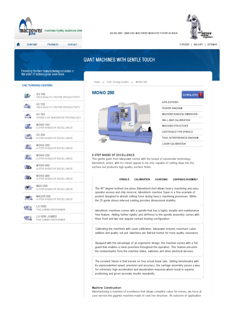 MONO 250 - CNC Machines, CNC Turning Centre, CNC Vertical Machining ...