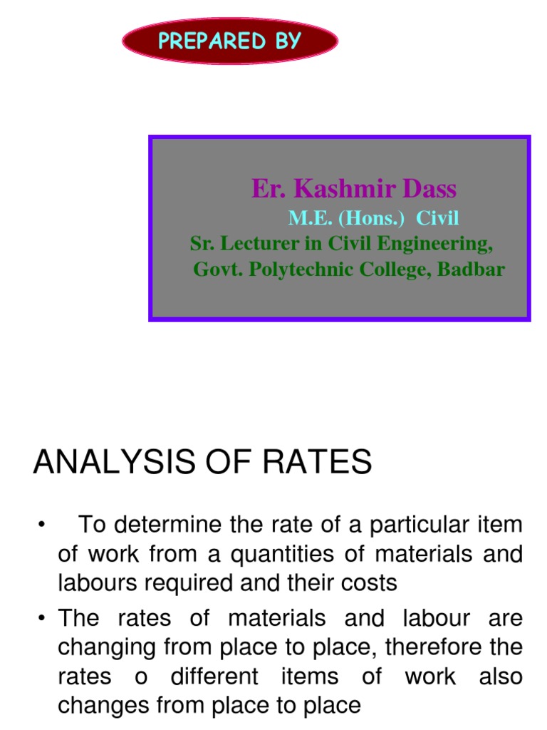 Civil Engineering Rate Analysis Guide | PDF