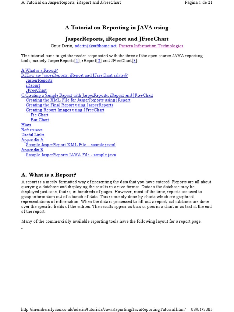 A Tutorial On Jasperreports Ireport and Jfreechart | PDF | Chart ...