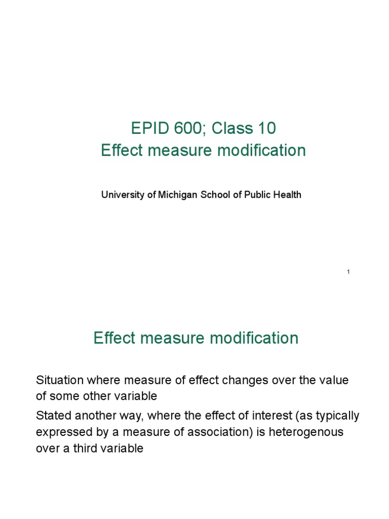 Epid 600 Class 10 Effect Modification | PDF | Cohort Study | Statistics