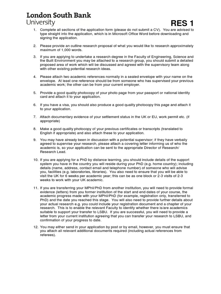 Res 1 Research Application Form | PDF | Doctorate | Postgraduate Education