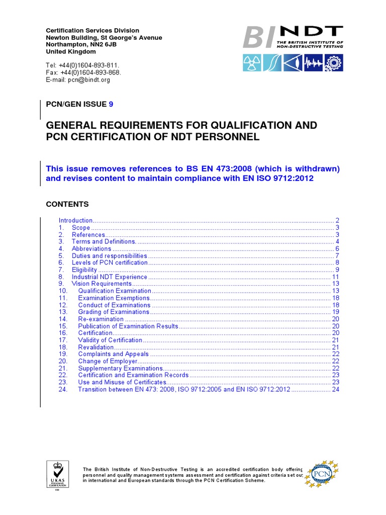 PCN Gen | PDF | Nondestructive Testing | Professional Certification