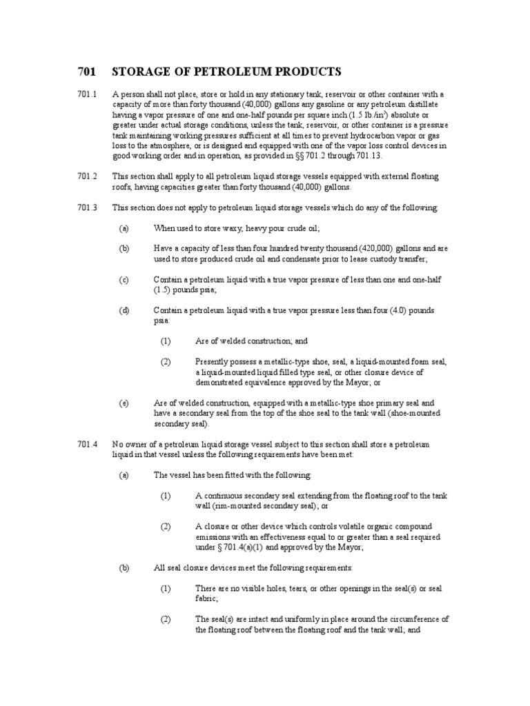 701 Storage of Petroleum Products | PDF | Petroleum | Petroleum Reservoir