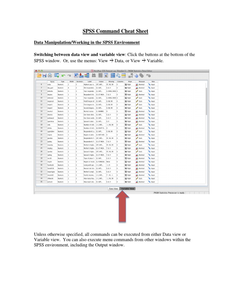 Spss Command Cheat Sheet | PDF | Spss | Categorical Variable