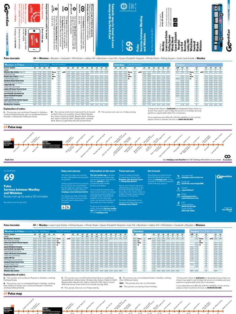 The Gateshead 69 Bus Timetable | PDF | Mobile App | Websites
