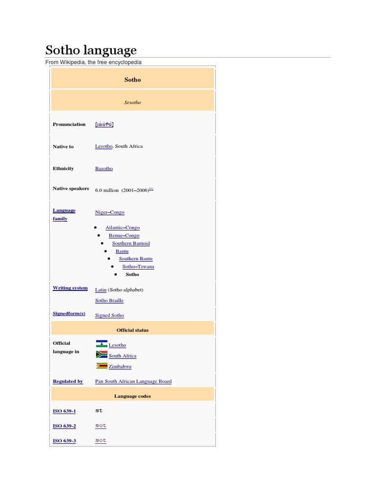 Sotho Language | PDF | Phonology | Linguistic Typology