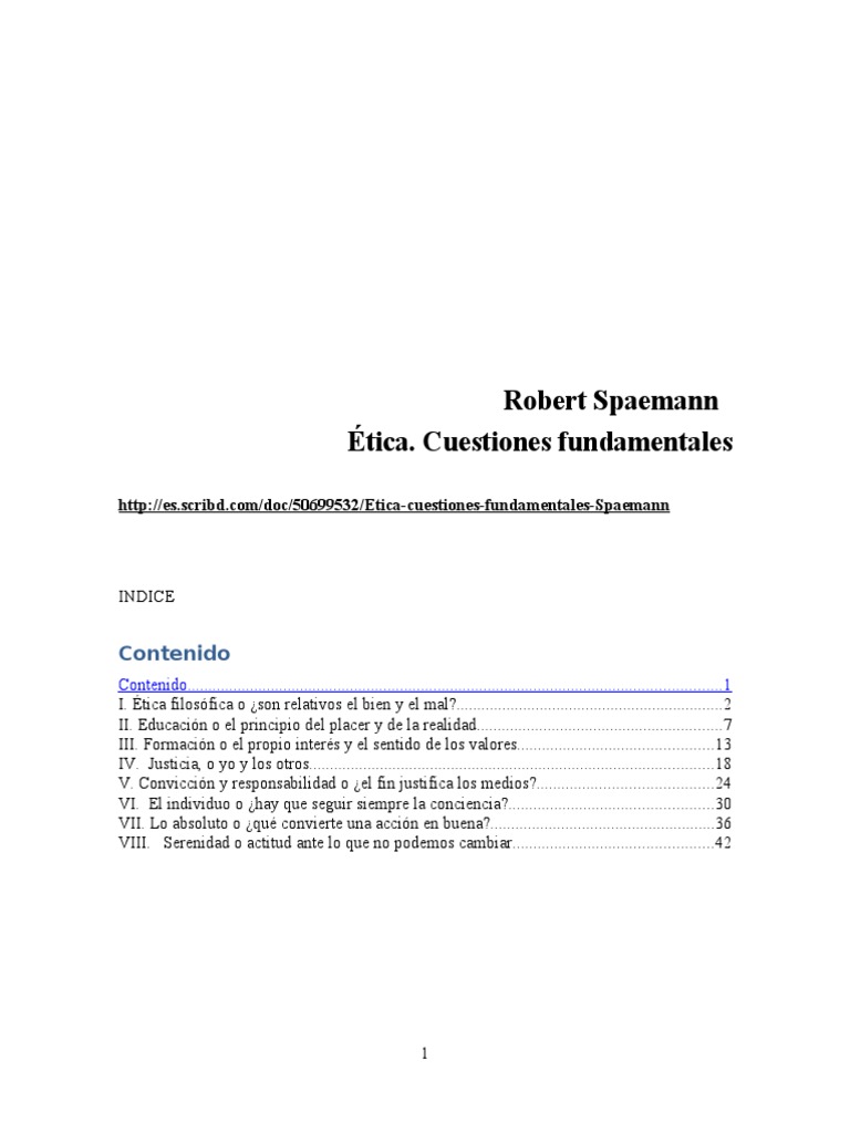 Etica Cuestiones Fundamentales Spaemann | PDF
