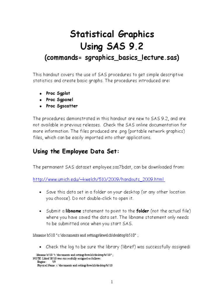 Creating Simple Graphics Using SAS - Sgplot Sgscatter Sgpanel | PDF | Scatter Plot | Sas (Software)