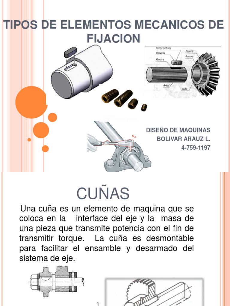 Tipos de Elementos Mecanicos de Fijacion | PDF | Tornillo | Eje
