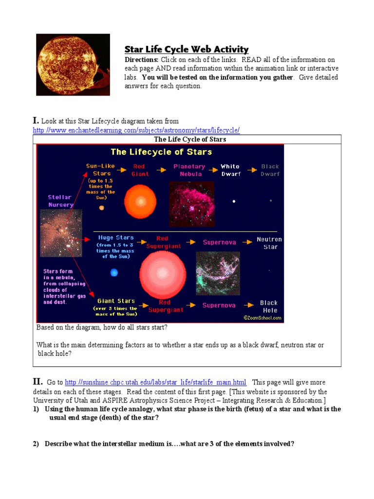 Star Life Cycle Exploration | PDF | Stars | Nuclear Fusion