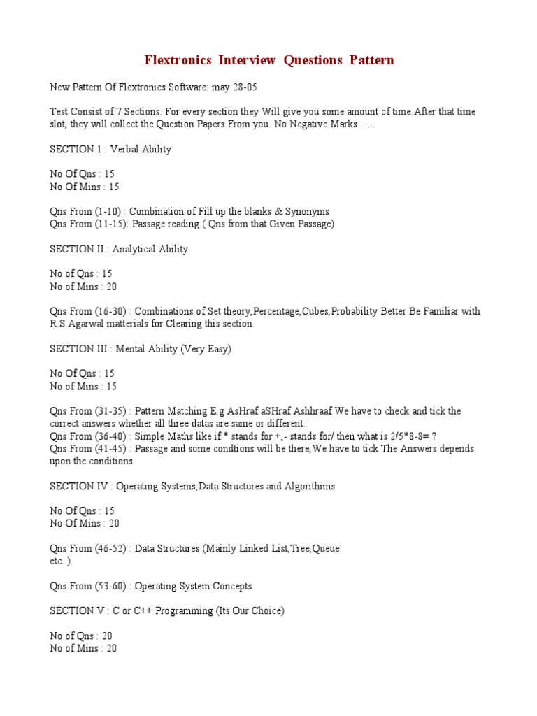 Flextronics Interview Questions Guide | PDF