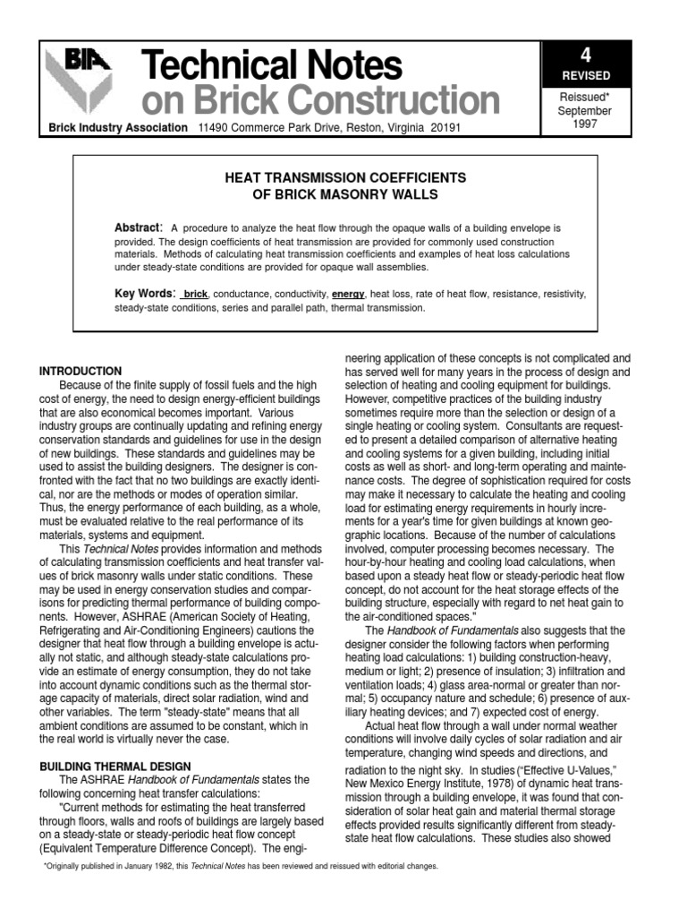 On Brick Construction: Technical Notes | Download Free PDF | Hvac ...
