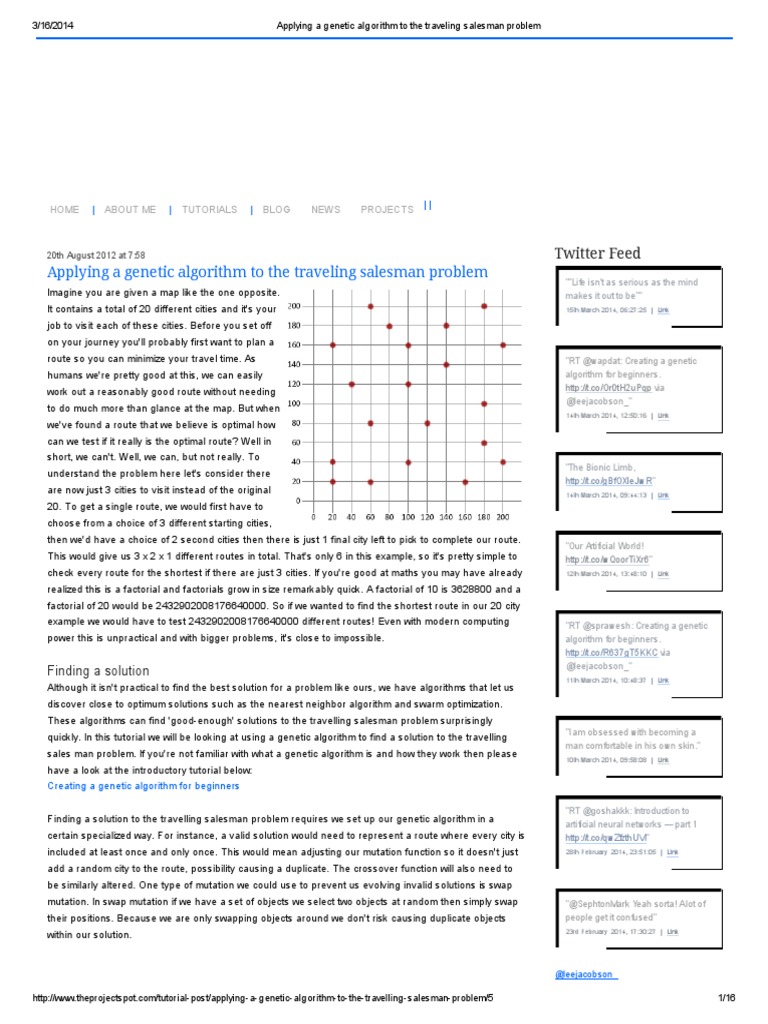 Applying A Genetic Algorithm To The Traveling Salesman Problem Pdf 8183