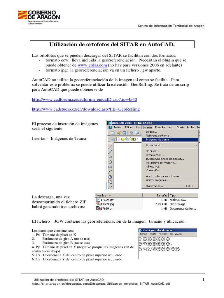 Ortofotos SITAR en AutoCAD: Guía Práctica | PDF