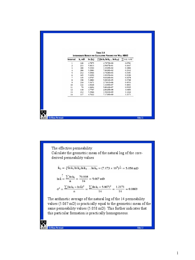 Dykstra parson | Permeability (Earth Sciences) | Mean