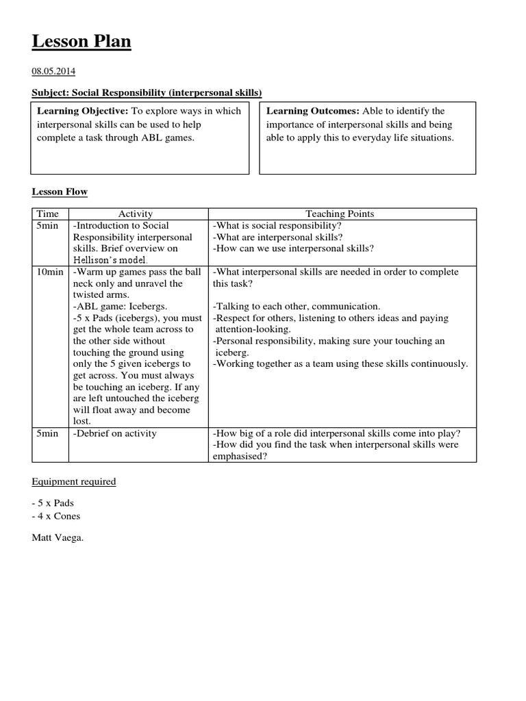 Social Responsibility Lesson Plan | PDF