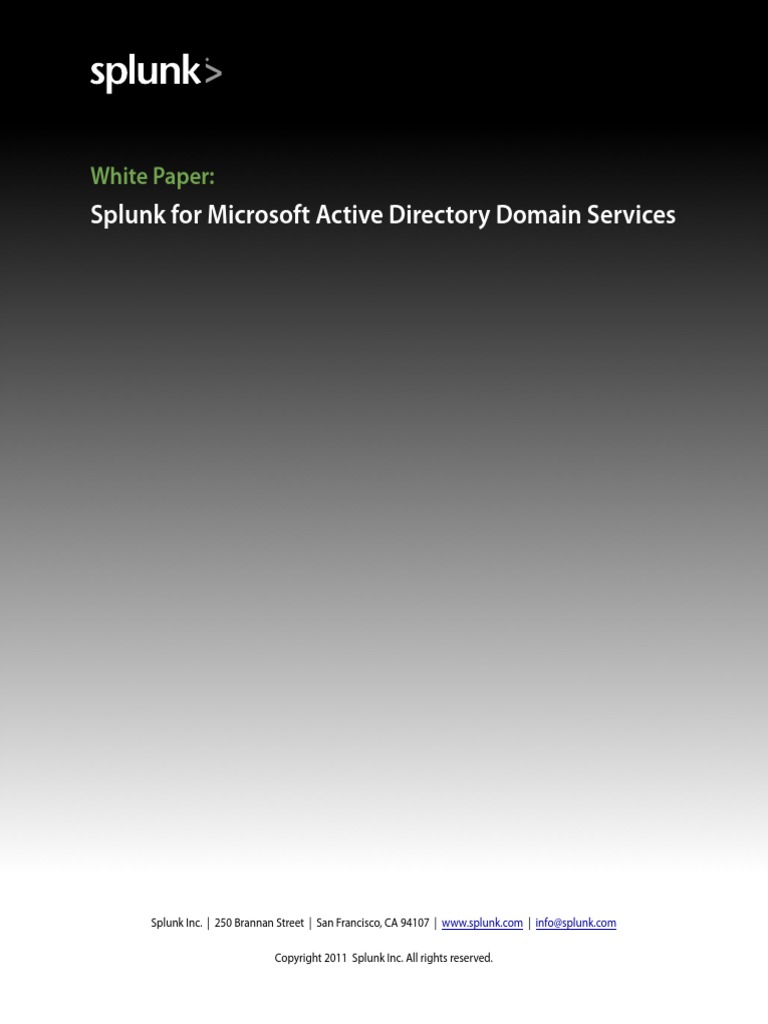 Splunk For Monitoring and Auditing Active Directory | PDF | Active ...