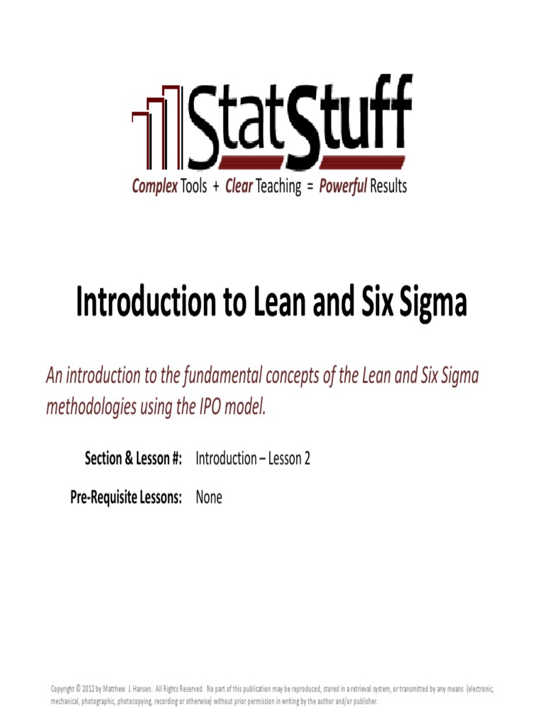 Introduction To Lean and Six Sigma Introduction To Lean and Six Sigma ...