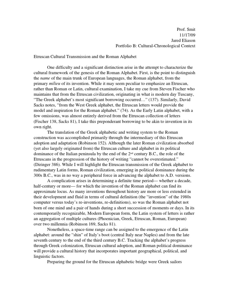 The Roman Alphabet and Etruscan Cultural Transmission | PDF | Alphabet ...