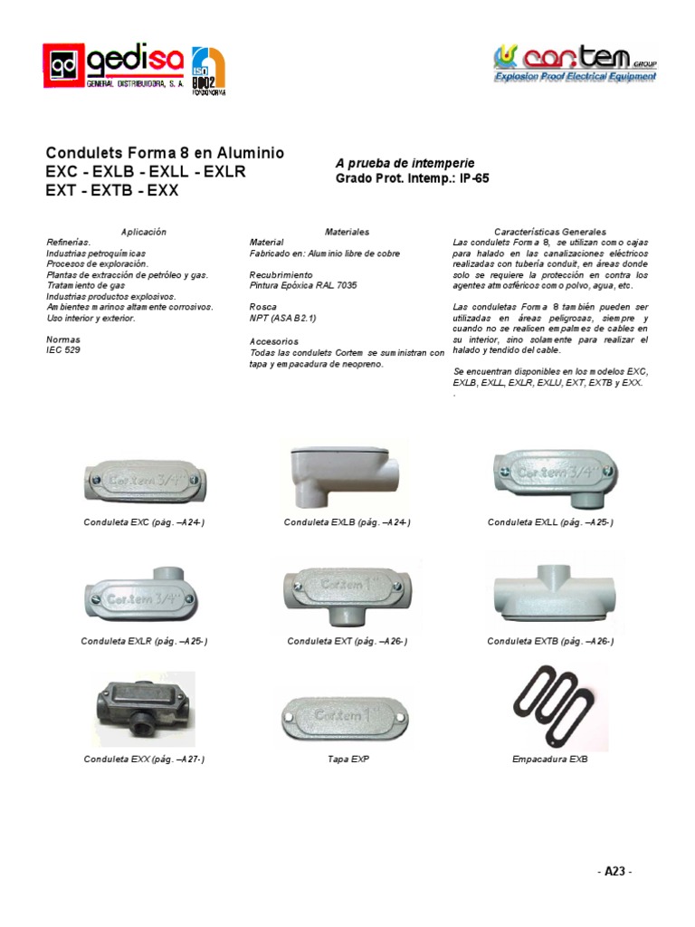 Condulets Aluminio IP-65: Modelos y Usos | PDF | Combustibles | Física ...