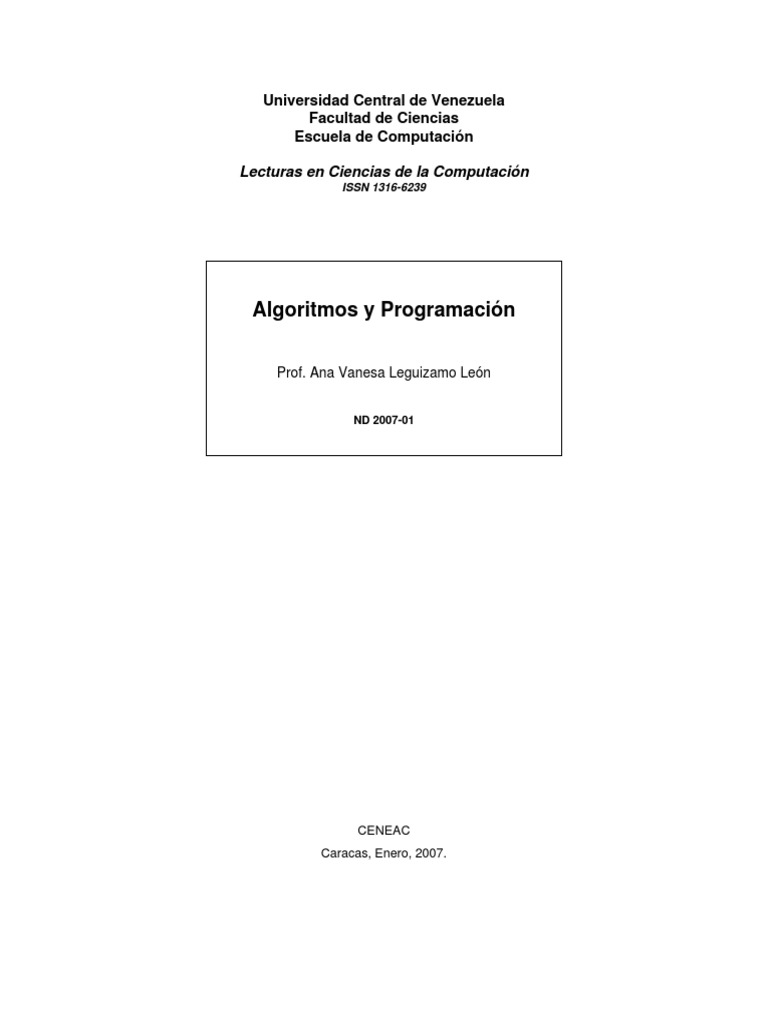 Algoritmo Prog UCV | PDF | Objeto (informática) | Programa de computadora