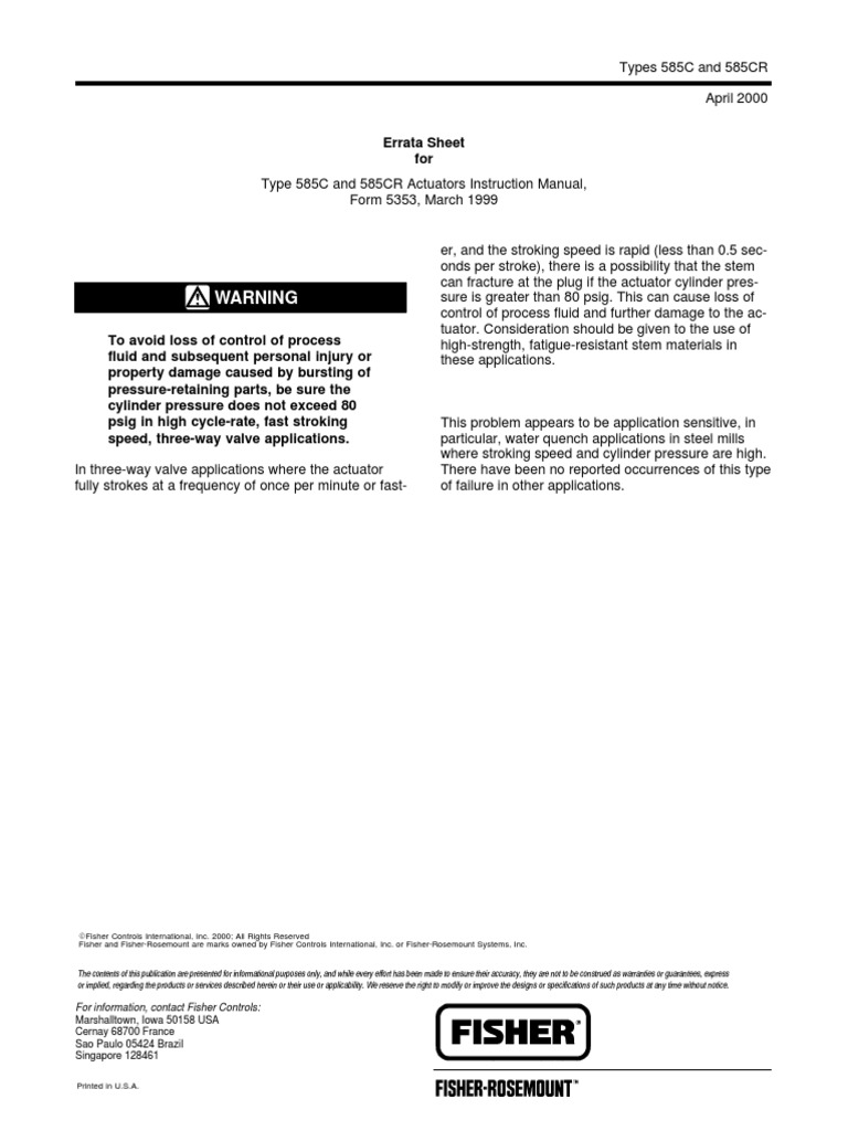 Manual Valvula Fisher Modelo 585 CR | PDF | Valve | Electrical Connector