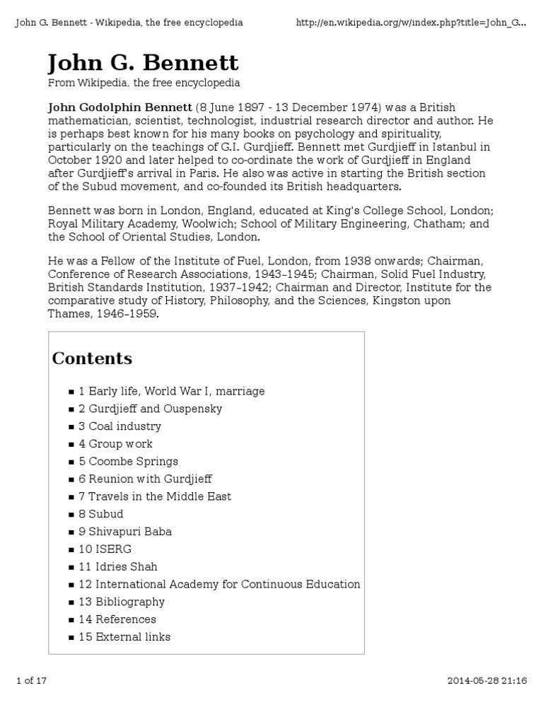 John G. Bennett | PDF | Spirituality | Religion And Belief