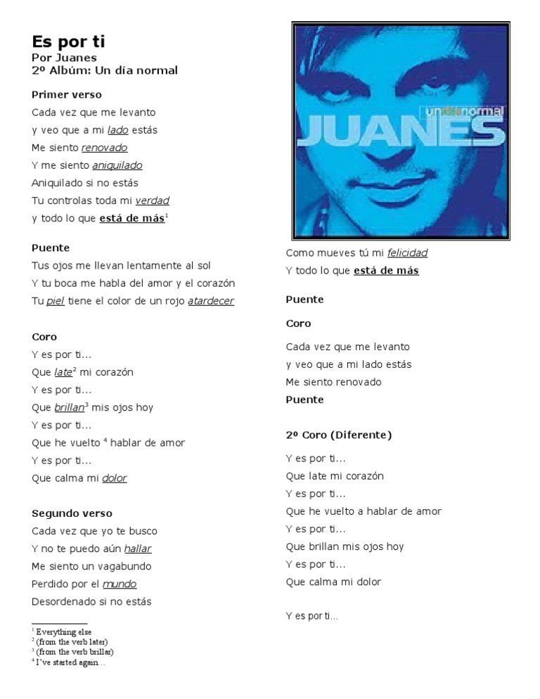 Significado de "Es por ti" de Juanes | PDF