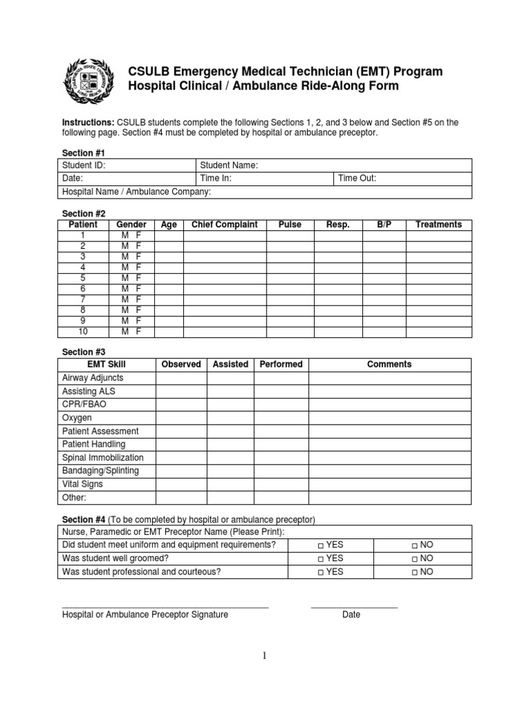 CSULB EMT Patient Contact Form | PDF