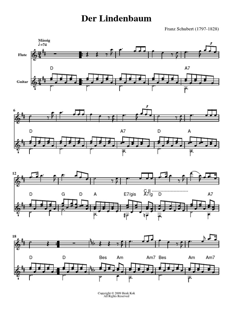 Schubert - Der Lindenbaum (The Linden Tree) for flute and guitar