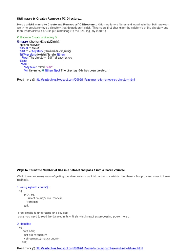 SAS Macro Examples | PDF | Sas (Software) | Filename