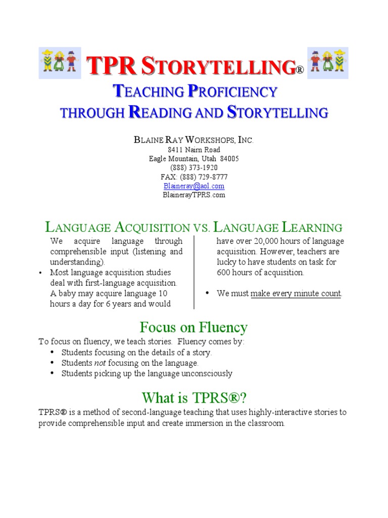 Blaine Ray Handout | PDF | Storytelling | Cognitive Science