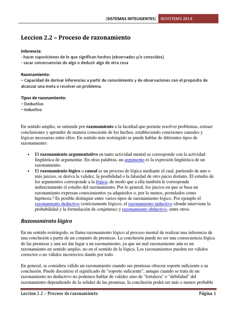 Leccion 2.2 - Proceso de Razonamiento | PDF | Axioma | Razón