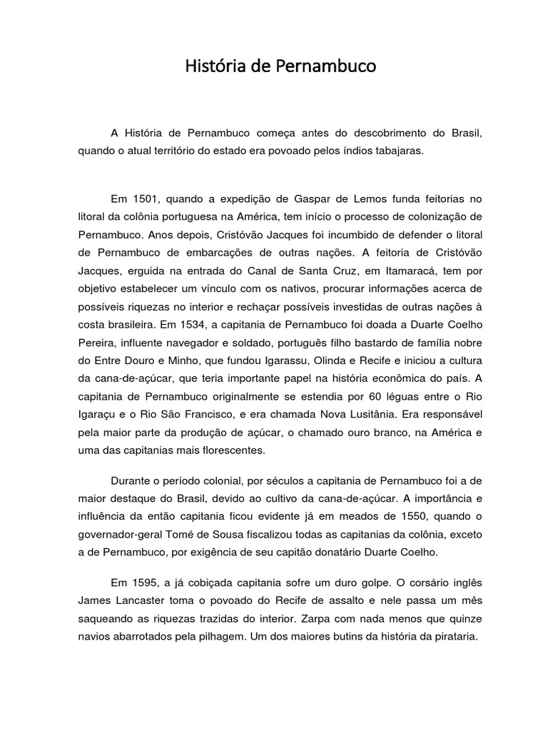 Historia de Pernambuco | PDF | Tumultos | Conflito armado