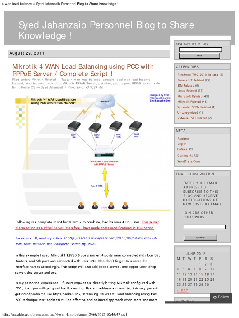 4 WAN Load Balancing Mikrotik PCC Script | PDF | Load Balancing (Computing) | Ip Address