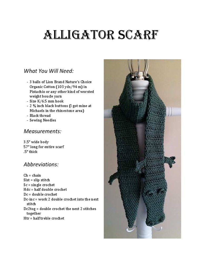 Alligator Scarf | PDF | Crochet | Yarn