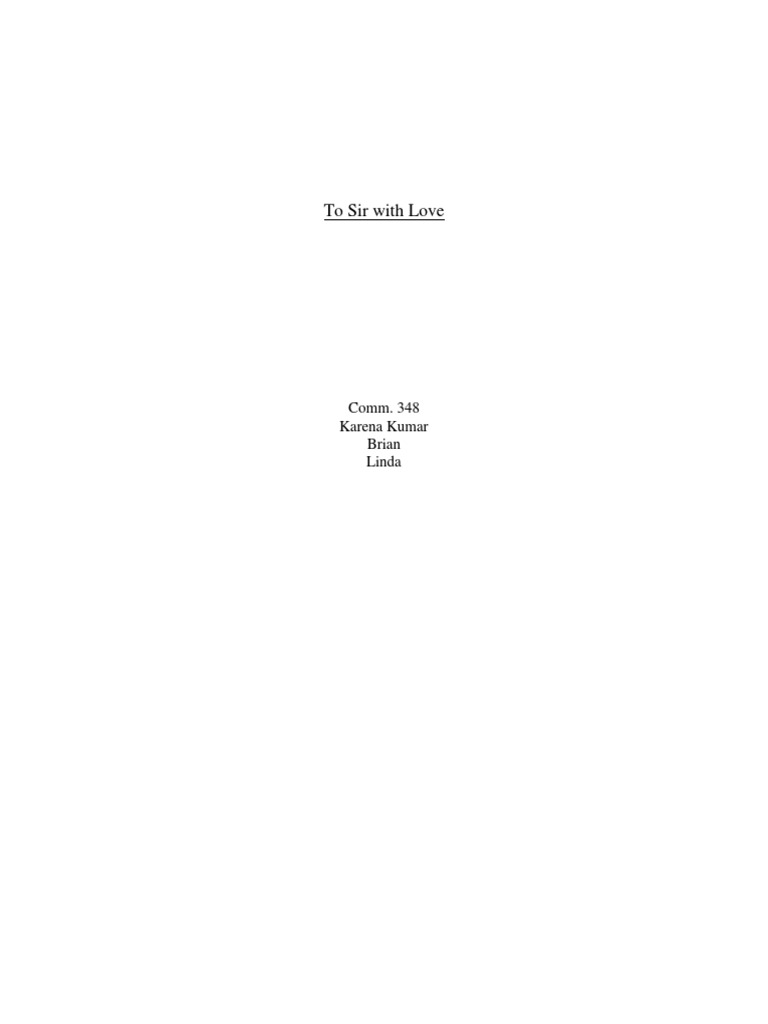 To Sir With Love - Movie Analysis | PDF | Lesson Plan | Value (Ethics)