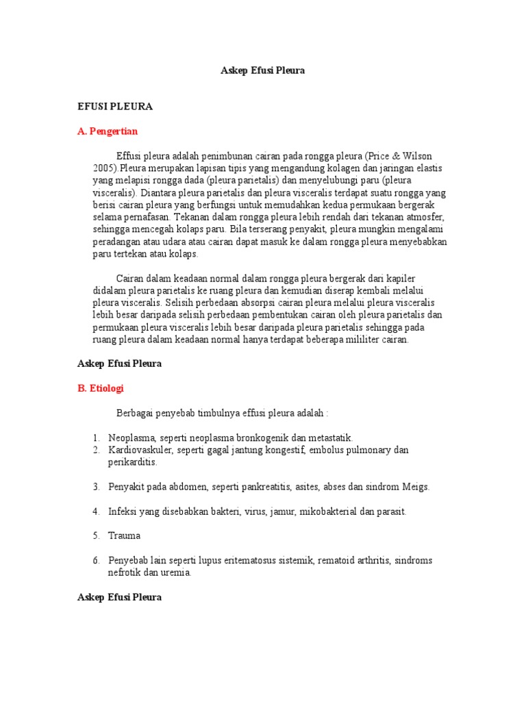 Askep Efusi Pleura | PDF