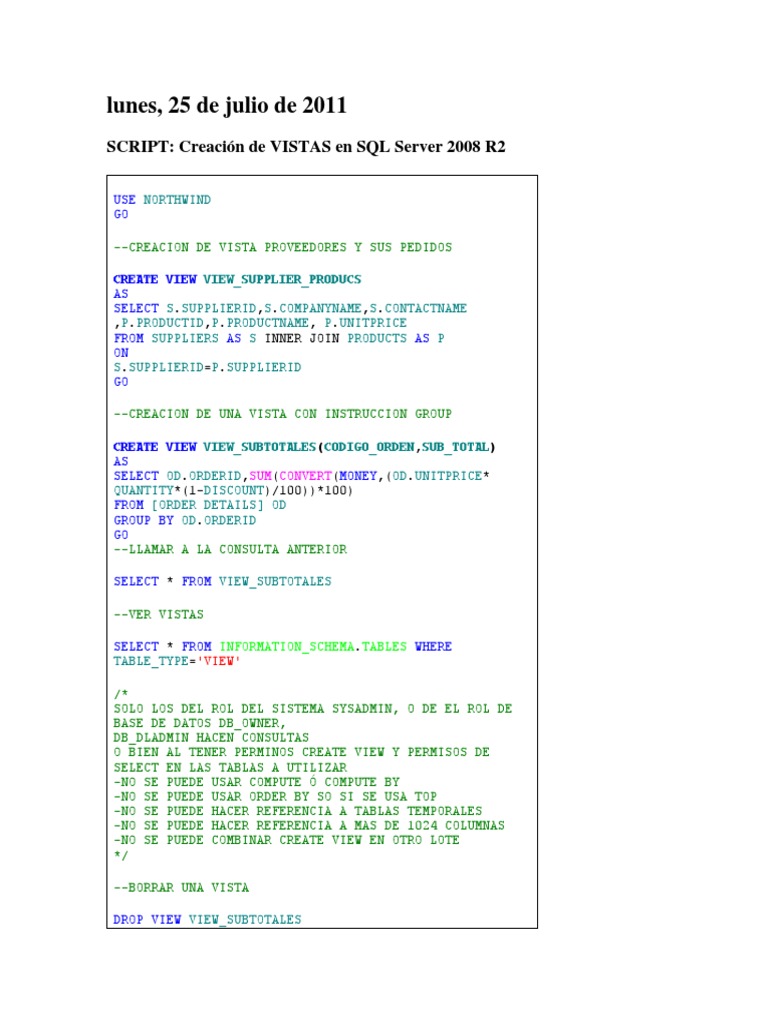 Vistas Sqlserver Servidor Sql De Microsoft Tabla Base De Datos
