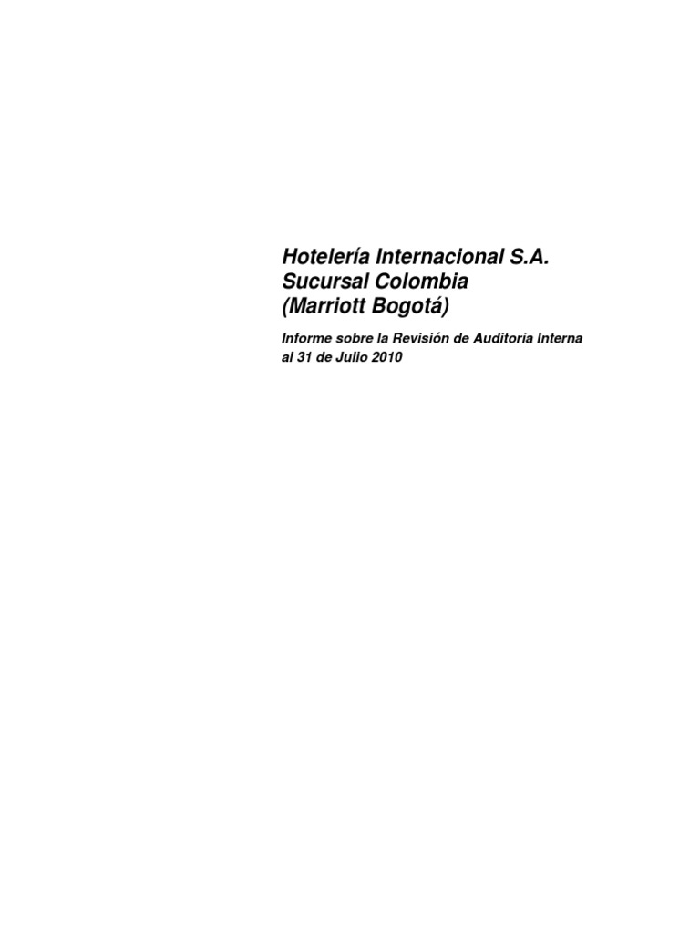 Marriott Bogotá (Informe de Auditoría Versión Final (Nov 19) | PDF ...