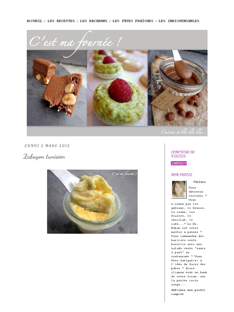 C'Est Ma Fournée ! - Zabayon Tunisien | PDF | Biscuit | Pâtes