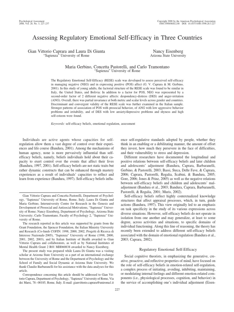 Assessing Regulatory Emotional Self-Efficacy in Three Countries ...