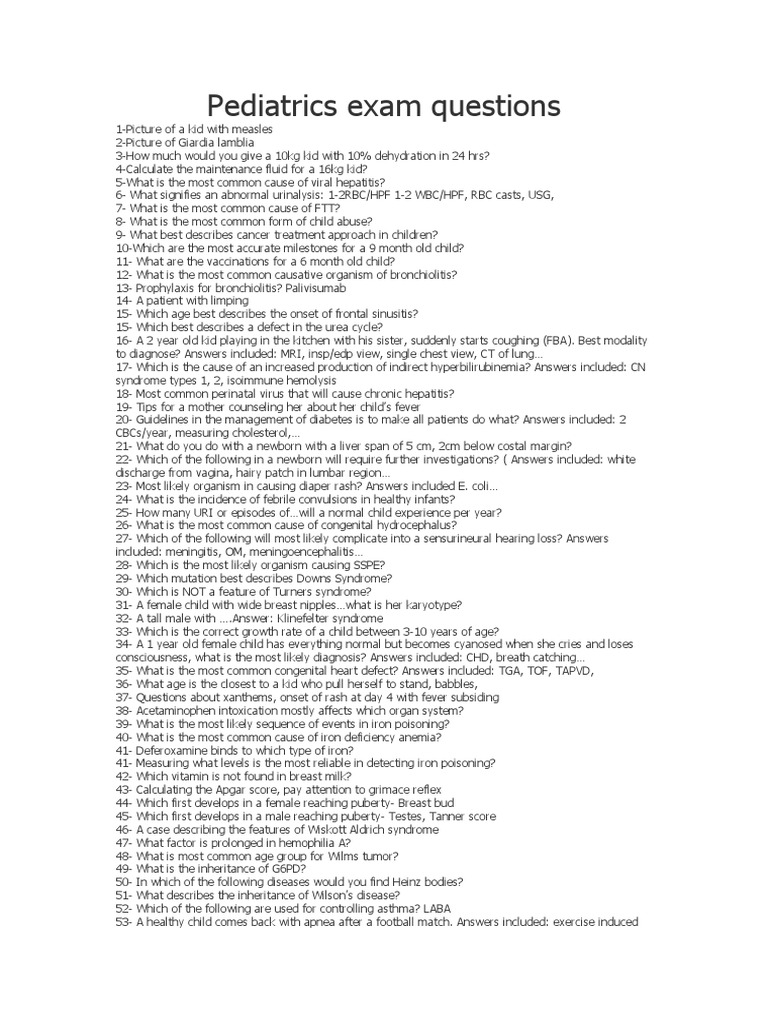 Pediatrics Exam Questions | Fever | Infants