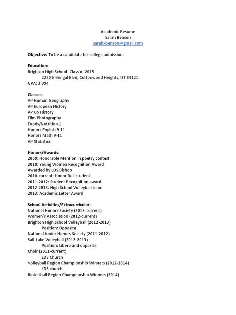 Academic Resume | PDF