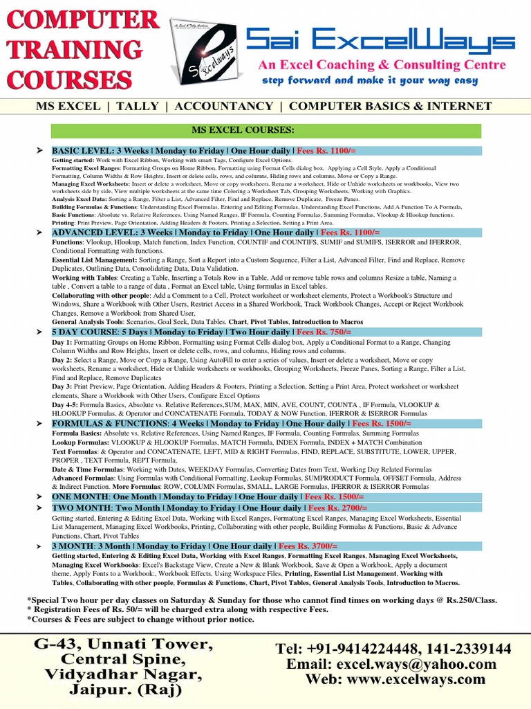MS Excel Courses and Training Options: A Comprehensive Guide to Course ...
