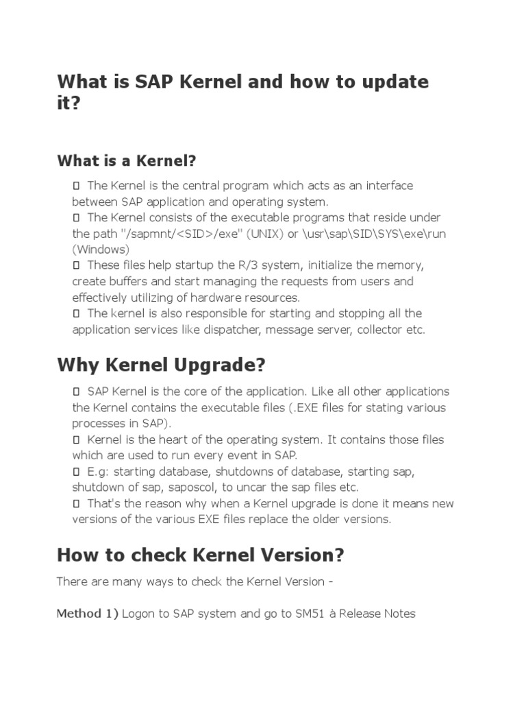 What Is SAP Kernel and How To Update It | PDF | Kernel (Operating System) | Operating System