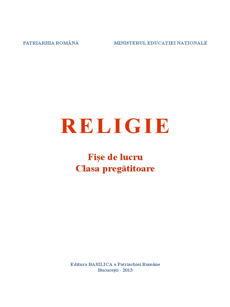 Religie_ Fise de Lucru Pentru Clasa Pregatitoare - 2013