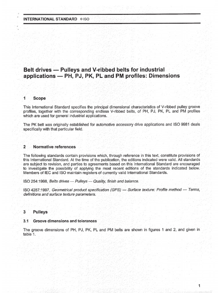 DIN ISO 9982 Pulley Grooves | PDF